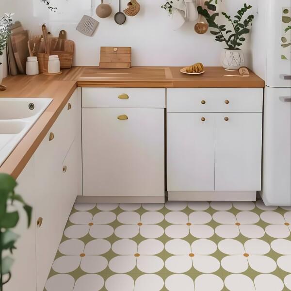 MORCART フロアタイル 置くだけ フロアシート 貼るだけ 接着剤不要 床 シート DIY トイレ 浴室 玄関 キッチン 床 リメイクシート フローリングシート 防水 滑り防止 剥がせる 賃貸OK (20*20cm*20枚, 春のまどろ...