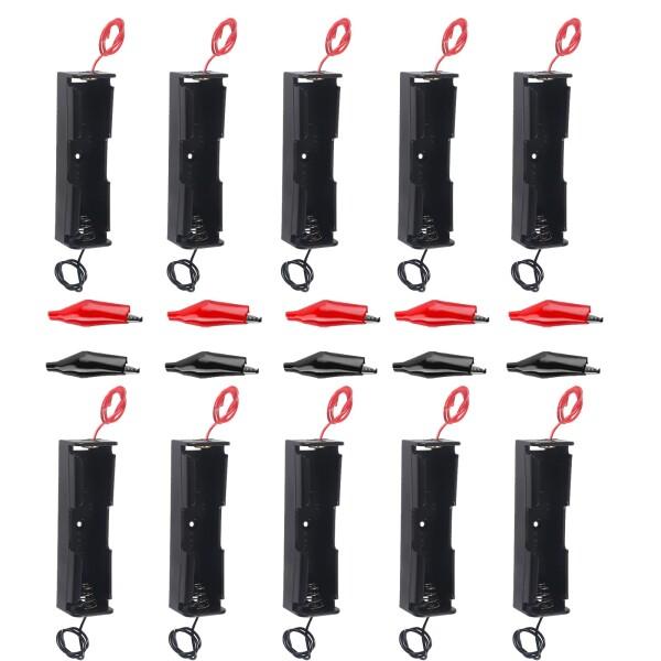 DIANN 10pcs 18650 Battery Holder Case Single 1x 3.7V 18650 Battery Holder Box with Wires and 5 Pairs Alligator Clip商品コード...
