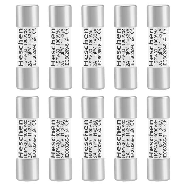 Heschen 太陽 DC1000V PV のヒューズ、光起電ヒューズ、gPV のタイプ ヒューズ リンク、HSPV-30、10 * 38mm 1000VDC の I1 33kA の太陽 PV システム保護のための、10PCS (2A)商品...