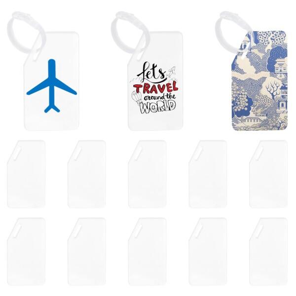 HICOHAND 昇華転写ラゲッジタグ, 10個入り 特殊形状透明PETタグホルダー 両面ラベル ストラップ付き 識別しやすい 旅行用スーツケースバッグ商品コード：49079538205型番：S7-HIC0425-JPパッケージ内容:特殊形...