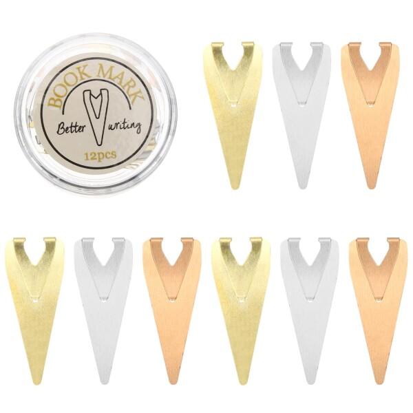 VILLCASE しおり ブックマーカー 金属 12枚セット クリップ ブックダーツ 矢印 真鍮 ステンレス 読書 勉強 手帳 教科書 資料 整理 付箋 レトロ おしゃれ 缶ケース付商品コード：49079541685型番：1サイズ：2.5x...
