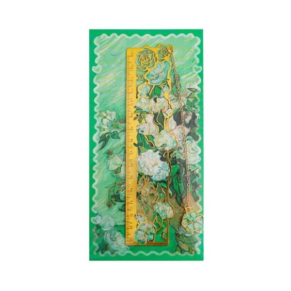 EZ PEACH 定規 しおり金属 エレガント感 名画 アーティスト 復古 華やか バレンタインデーギフト ゴールド中空トリム ブックページマーカー 誕生日プレゼント 10cm 学生 贈り物 文房具 (ペンダント/白バラ)商品コード：490...