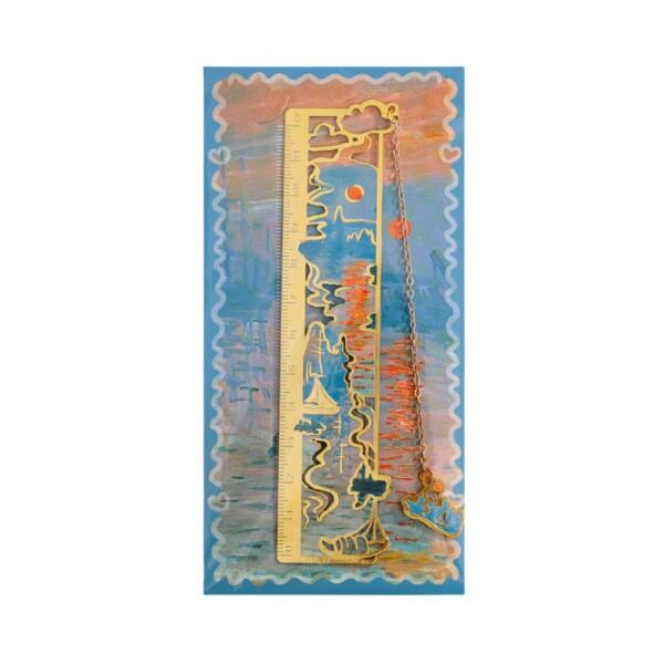 EZ PEACH 定規 しおり金属 エレガント感 名画 アーティスト 復古 華やか バレンタインデーギフト ゴールド中空トリム ブックページマーカー 誕生日プレゼント 10cm 学生 贈り物 文房具 (ペンダント/印象・日の出)商品コード：...