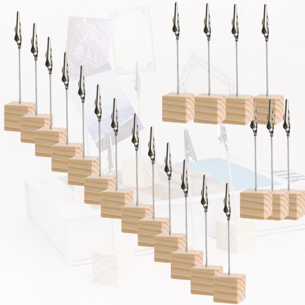 メモ クリップ スワイヤー 木製 カード ホルダー 卓上 カードスタンド 名刺・写真・メモを飾る立てに オフィス/机上用品/文房具用に (木色)商品コード：49079544538型番：BianQianJiaカラー：原木色【商品内容】 20個...