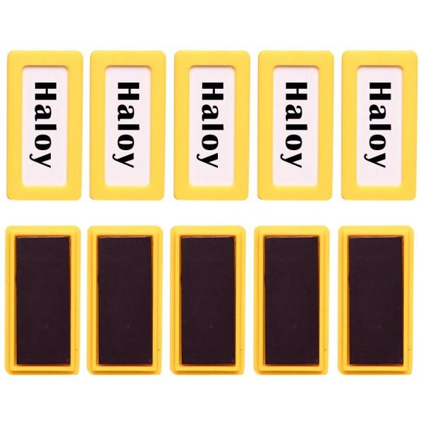 Haloy 10個入 マグネットラベル 磁気ラベルホルダー マグネットネームプレート 磁気 名札ラベル 冷蔵庫ラベル 金属棚 ホワイトボード用 マグネットシート (黄, 4*7cm)商品コード：49079548009型番：CKBQサイズ：4...