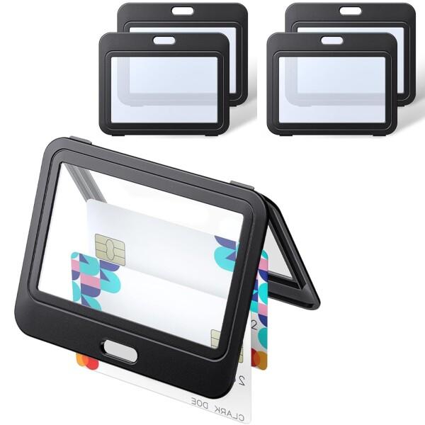 5枚セット ネームホルダー IDカードホルダー 縦型 横型 社員証 名札 カードケース オフィス 学校 イベント (両面窓/横/ブラック)商品コード：49079548054型番：SECCH0125カラー：ブラックPVC製 IDカードホルダー...