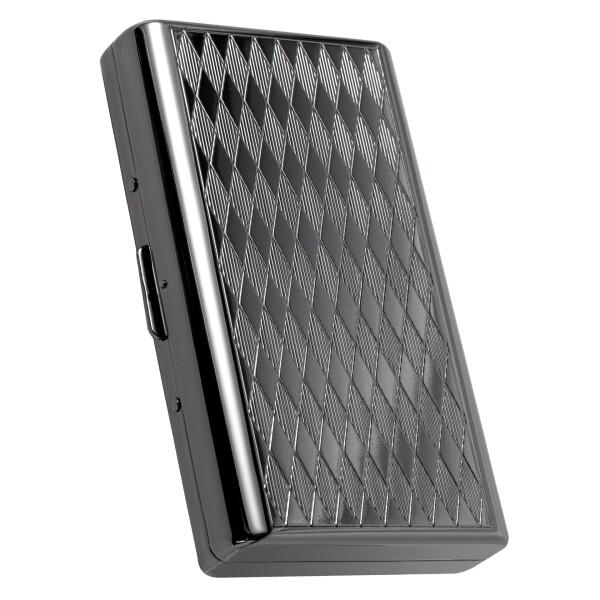 Goshentech レトロメタルケース 容量14個 メタルメッキメタリック光沢ブラック 両面 銀行カードケース キャッシュボックス (100mm キングサイズ ガンブラック)商品コード：49079554373サイズ：100mmカラー：ブラック
