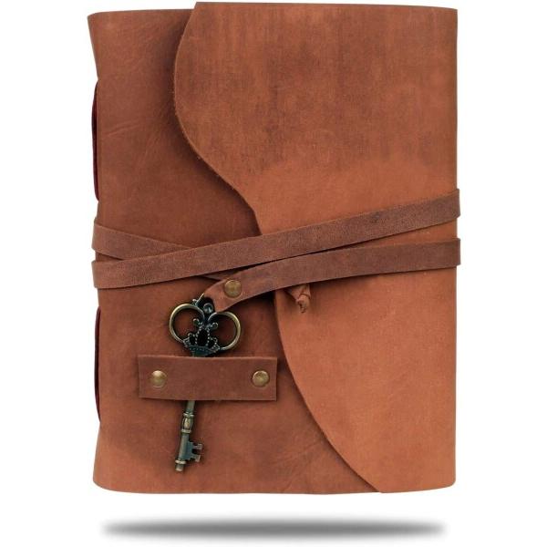 GnG ハンドメイド本革ジャーナル キー付き アンティークハンドメイドレザーノート アートスケッチブックに最適 サイズ7インチx5インチ商品コード：49079557789型番：Buff-with-key-dairyサイズ：A6カラー：BRO...