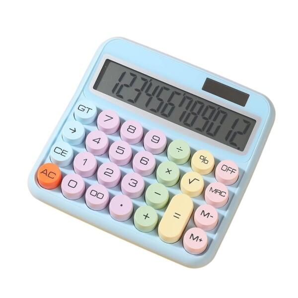 機械式計算機 12桁 大型LCDディスプレイ 大きな丸いボタン 15°傾斜スクリーン かわいいキャンディーカラー デュアル電源計算機 オフィス 学校 自宅 学生 会計士に最適商品コード：49079563165型番：JYXOS7554BLYX...