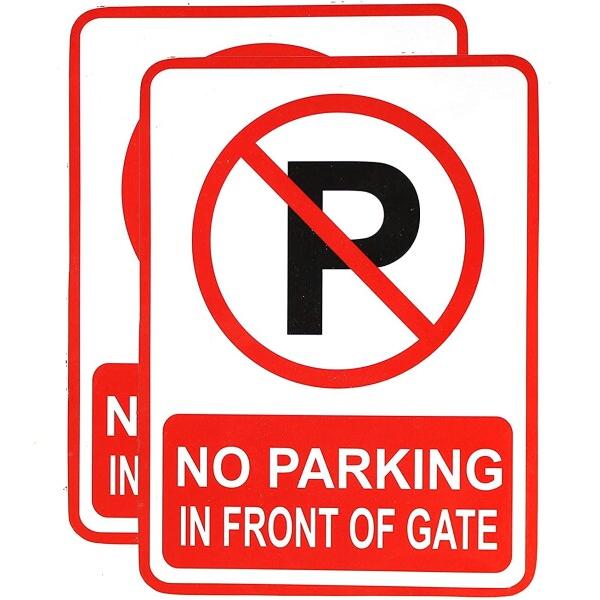 eSplanade ゲート前駐車禁止標識 赤&amp;白ステッカー デカール - 簡単設置、耐候性、長持ちインク (サイズ 7.5インチ x 5.5インチ)商品コード：49079568185型番：(2Pc)No-Parking-Front-...