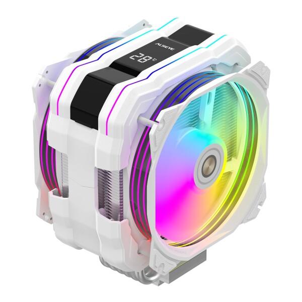 ALSEYE M120DPlus CPUクーラー、温度表示空冷CPUクーラー、にはデュアルARGB PWM 120mmファンが付属し、Intel LGA1700/ 1200/ 115X/ 2011/ 2066/ 1366およびAMD AM5...