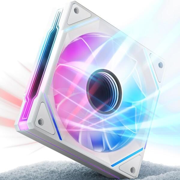 AsiaHorse ARGB PC ファン 120MM 逆向(吸気) ケースファン 4Pin PWM、5V 3Pin ARGB /61.5 CFM/1800RPM/高精度・高性能HDBベアリング/作動時間50,000時間/24個のLEDライ...