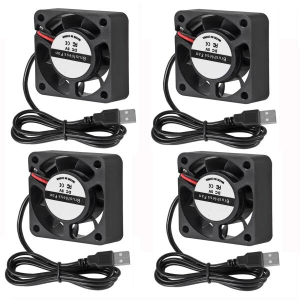 DIYの冷却換気のための4Pcs 40mmファン1.57in USBブラシレス冷却DC 5V 40mm x 10mmクーラー速度4200 RPMファン商品コード：49079578027型番：13885ST-140x40x10mm/ 1.57...