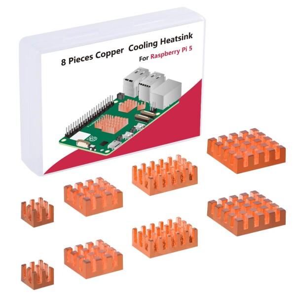 GeeekPi 銅製ヒートシンク Raspberry Pi 5用 8個 ヒートシンク CPUクーラー 熱伝導性接着テープ付き Raspberry Pi 5用商品コード：49079578812型番：F-0026純銅素材。熱伝導性粘着テープ付き...