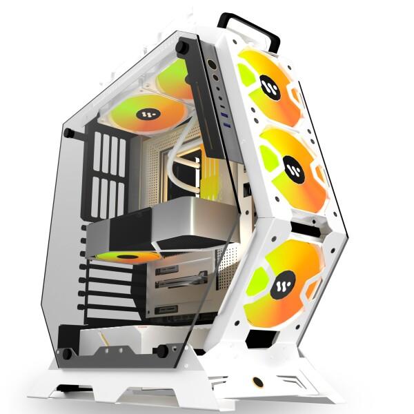 KEDIERS pcケース ミドルタワー,5 PWM ARGBファン、ミドルタワーpcケース 2*4mm強化ガラス搭載,C570 (570-ホワイト)商品コード：49079579429型番：5700カラー：570-ホワイト[強力な冷却]--...