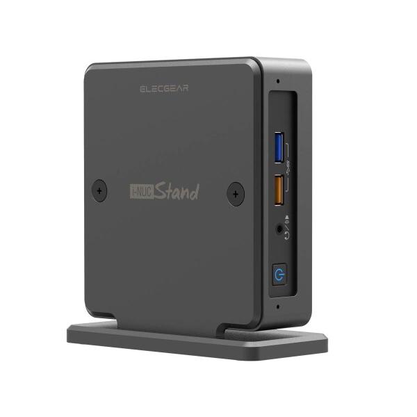 Intel NUC用垂直スタンド、ElecGear iNUC-K アルミニウムデスクトップサポート冷却ホルダーケースデスクトップVESAマウントスペース節約オーガナイザー、Intel NUC 11、10、8、7、6の薄型版小型PCベアボーン...