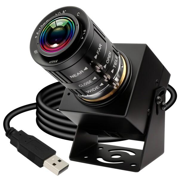 ELP 1080P 120fps マニュアルズームウェブカメラ1200万画素3.6-10mm可変焦点Webかめらコンピューター用12MP高速UVC USB2.0 PCカメラデスクトップコンピューター用産業用セキュリティカメラ3倍ズームレンL...