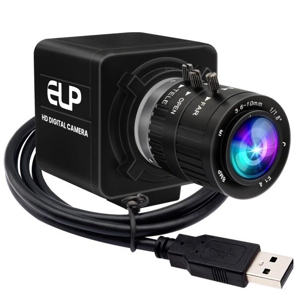 ELP マニュアルズームウェブカメラ1200万画素3.6-10mm可変焦点Webカメラコンピューター用12MP高速UVC USB2.0 PCカメラ 1080P 120fps デスクトップコンピューター用産業用USBセキュリティカメラ3倍ズー...