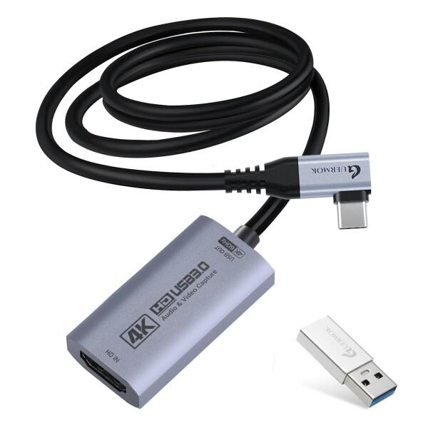 Guermok 4K@60FPS ビデオキャプチャカード 90° USBC 3.3フィート 2K@144FPS USB3.0 HDMI to USB A/C キャプチャカード ストリーミング用 iPad/Mac OS/PC Quest3 O...