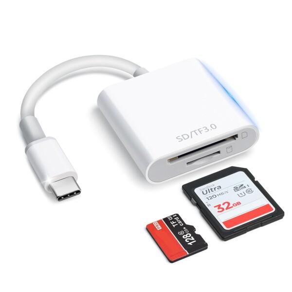 SDカードリーダー  タイプC カードリーダー SD TF 2in1 SDカードリーダー Type-C microsdカードリーダー カメラ sdカード スマホ転送 双方向 OTG機能 for iPhone データ保存/移行 設定不要 i-...