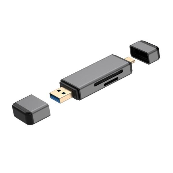 USB-C &amp; USB-A（2-in-1） SD/Micro SD/TFカードリーダー USB3.2 Gen1 超高速転送200Mb/s アルミニウム合金ハウジング デュアルスロット Android スマホ タブレット、MacBoo...