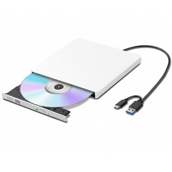 外付CD・DVDドライブ DVDレコ CD/DVD-Rプレイヤー USB3.0&amp;Type-C両用ケーブル Window/Linux/Mac OS対応 読み出し&amp;書き込み エラー校正 TYPE-Cコネクター付き 日本語取扱説明...