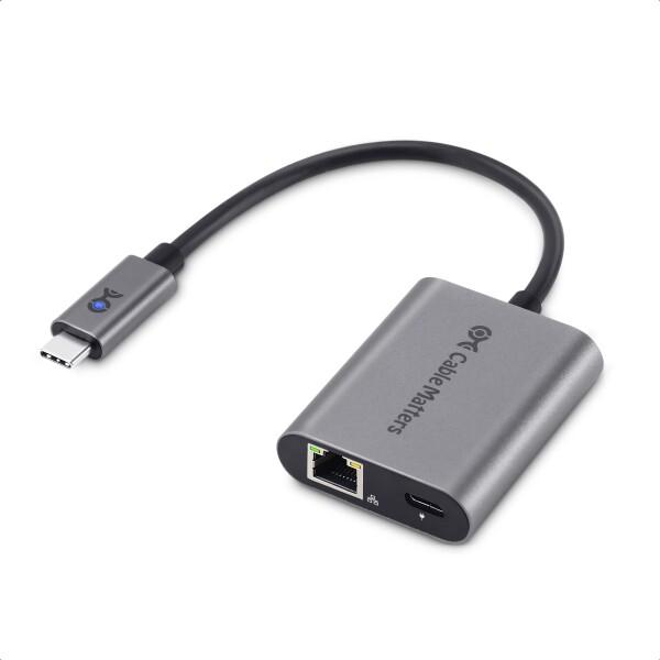 Cable Matters USB C 2.5G 有線LANアダプター (2.5Gbps ＆ 100W充電対応) 2-IN-1 USBC LAN変換アダプター、タイプC イーサネット Thunderbolt 4/5・USB4対応 MacBo...
