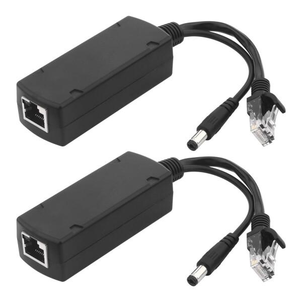 Leehitech 1000M 信号伝送 POE スプリッター 48V POE入力 to 12V DC出力スプリッタアダプター IEEE 802.3af/at 標準 100M信号伝送距離 セキュリティカメラ、ワイヤレスAP、VoIP電話用（...