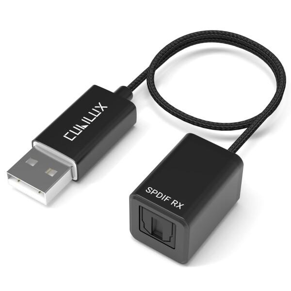 Cubilux SPDIF - USB A 入力アダプターUSB 光ラインインドングル、Toslink to USB レシーバー、USB A SDPIF RX インターフェイス ラップトップコンピューター Mac PC PS4/PS5 De...