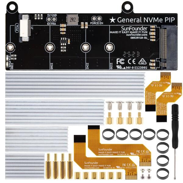 SunFounder PCIe to M.2 HAT M-Key NVMe SSD PIP PCIe 2/3 ボード Raspberry Pi 5 2/4/8/16GB 対応 M.2 2230/2242/2260/2280 SSD サポート...