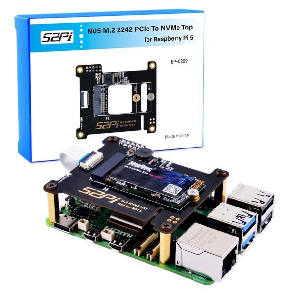GeeekPi N05 PCIe M.2 M-Key NVMe SSD PCIe 周辺機器ボード、Raspberry Pi 5 用、M.2 Key-M NVMe SSD 2230/2242/2260/2280 をサポート… (N05)商品コ...