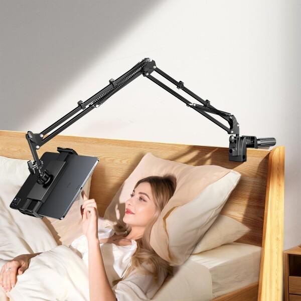 タブレット スタンドipad 寝ながら スマホアームスタンド 寝ながらタブレットスタンド 携帯 すまほ けいたい フレキシブル ケーブルクリップ付き 土台強化 安定性 360° 回転 ?素スチール製 4-12.9インチ 全機種対応 手帳型ケ...