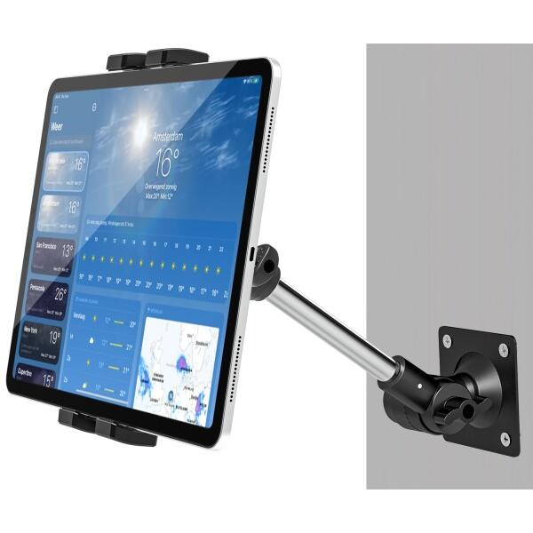 EXSHOW タブレット壁掛けスタンドは 携帯ホルダー iPadホルダー 横と縦インストール可能 360度回転 自由調節 耐久性 安定性 日本語説明書付きタブレットとスマートフォン 幅広い互換性 き iPad Pro Air Mini/iP...
