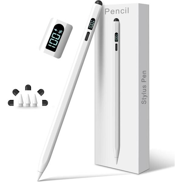 Styluslink iPad ペン LED電量表示 Apple Pencil 代替 タッチペン 超高感度 極細 アップルペンシル Type-C急速充電 超高精度 ipad ペンシル 傾き感知 パームリジェクション 磁気吸着 2018〜20...