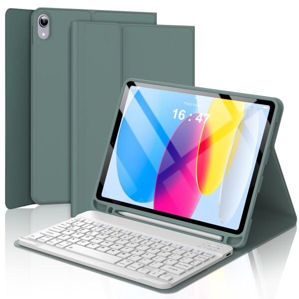 IVEOPPE iPad A16 11インチ/10.9インチ 超軽量キーボード ケース iPad 2025 第11世代/2022 第10世代 対応 英語配列 薄型 着脱式 ワイヤレス Bluetooth キーボードカバー ペン収納 磁気吸着...
