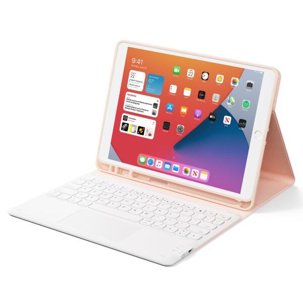 iPad 9世代 キーボード iPad 8/7/世代10.2キーボード(2021/2020/2019モデル) BTキーボードカバー 脱着式 多角度調整 傷つけ防止 耐久性 (ペンシルホルダー付き) 最新型スマート 丸い 可愛いキー マグネッ...