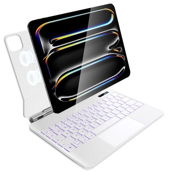iPad Pro 11 インチ M5 2025 &amp; M4 2024 モデル用 磁気キーボードケース 軽量JIS日本語配列〜磁気装着・マルチジェスチャートラックパッド・7 色バックライト・ショートカットキー・自動スリープ/起動機能付き...