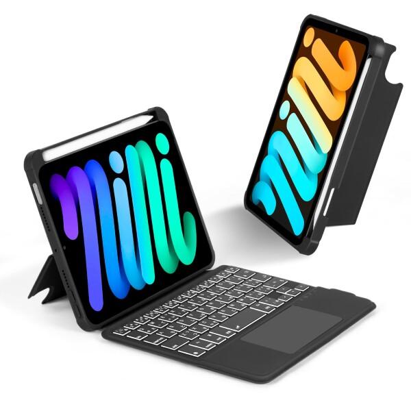 EAMPANG日本語配列Apple iPad mini 7 (A17 Pro) 6 8.3インチ 2021キーボード付きケース, 7色バックライト磁気取り外し可能USB-C充電 タッチパッド付きマジックキーボード140°調整可能なスタンドペ...