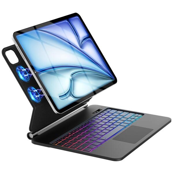 iPad Air 13インチマジックキーボード (M3 2025/M2 2024) ケース ipad pro 12.9 第6世代/第5世代/第4世代/第3世代 磁気吸着式 タッチパッド付き ケース 軽量 bluetooth 自動スリープ 多...