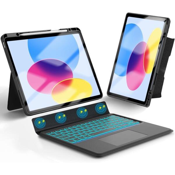 iPad A16 11世代/10世代 キーボード タッチパッド付き ipad (A16) 第11世代 11インチ 7色バックライト 第10世代 10.9インチ 横置き 縦置き 軽量 磁気吸着 分離式 ワイヤレス bluetoothキーボード...
