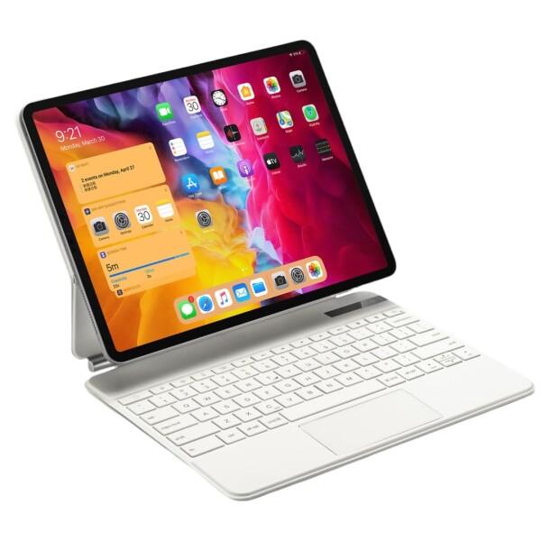 マグネット式 iPadAir13インチ M3 M2 キーボード タッチパッド バックライト付き 磁気吸着式 iPadPro12.9インチ 第6/5/4/3世代 キーボードケース カバー 一体型 トラックパッド付き,ホワイト商品コード：490...