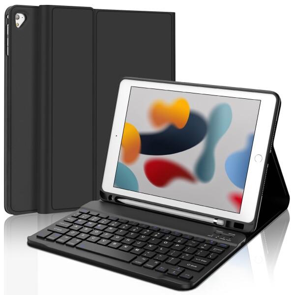iPad キーボード 9.7 インチ ipad 第6世代 第5世代 キーボード ケース 人気 超軽量 脱着式 i-Pad Pro 9.7/Air2/Air兼用 ペンシルホルダー付き 耐衝撃 オートスリープ 防汚素材 全面保護 多角度調整 T...