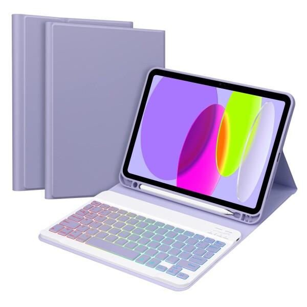 iPad 第10世代 キーボード ケース GOOJODOQ (2022) iPad10 7色バックライト付き ワイヤレス キーボード カバー 10th 10.9インチ専用ケース 脱着式 ペンホルダー付き スタンド機能 オートスリープ機能 多...