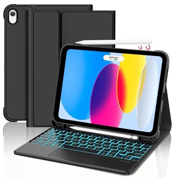 IVEOPPE キーボード A16 11世代 タッチパッド付き 10世代 10.9インチ ケース キーボード 軽量 バックライト付き 着脱式 マルチペアリング ペンホルダー付き 多角度調整 スタンド 磁気吸着 オートスリープ機能 ペン収納 ...