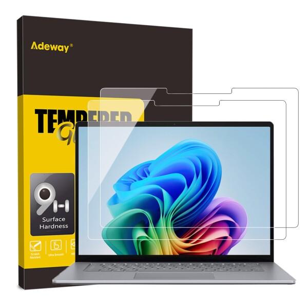 Adeway Surface Laptop 7 15インチ用 保護フィルム（2024、AIPC対応）、9H硬度強化ガラス/耐傷性/簡単装着/超クリア、Surfaceペン対応、2枚セット商品コード：49079588627型番：AS-MS-La...