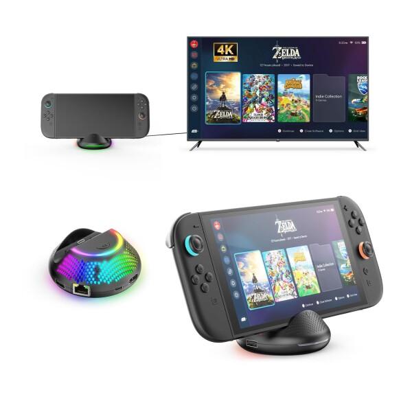 【発売日：2025年08月13日】EJGAME Switch2 TVモードドック Switch 2TV出力アダプターSwitch2本体の放熱改善 4K@60Hz HDR対応 PD60W急速充電 ギガビットLANポート搭載 携帯型 冷却性能向...