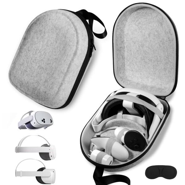 BnLnHOGVR キャリーケース Oculus Meta Quest 3S/Quest 3/Quest 2対応 Apple Vision Pro VRヘッドセットオリジナルヘッドストラップとコントローラーアクセサリー、旅行や保管用のハード...