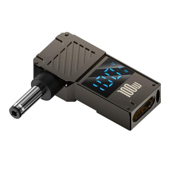 CY アダプター Type-C USB-C 入力から DC 4.0x1.3mm ジャック スマート LED ディスプレイ 100W 出力電力 20V 5A PD 充電 65W アダプター (ノートパソコン用)商品コード：4907959180...