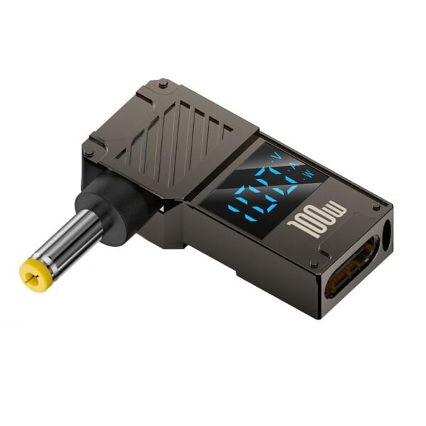 CY アダプター Type-C USB-C 入力から DC 4.0x1.7mm ジャック スマート LED ディスプレイ 100W 出力電力 20V 5A PD 充電 65W アダプター (ノートパソコン用)商品コード：4907959180...