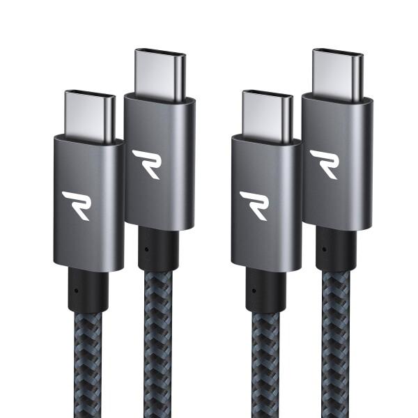 RAMPOW USB C ケーブルデータ転送 断線防止 高耐久ナイロン iPhone17/Air/16/16e/15 充電 MacbookPro/iPad Pro&amp;Air/Galaxy/SonyなどType C機種対応商品コード：4...